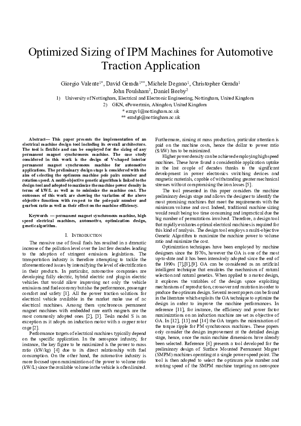 (PDF) Optimized Sizing of IPM Machines for Automotive Traction Application