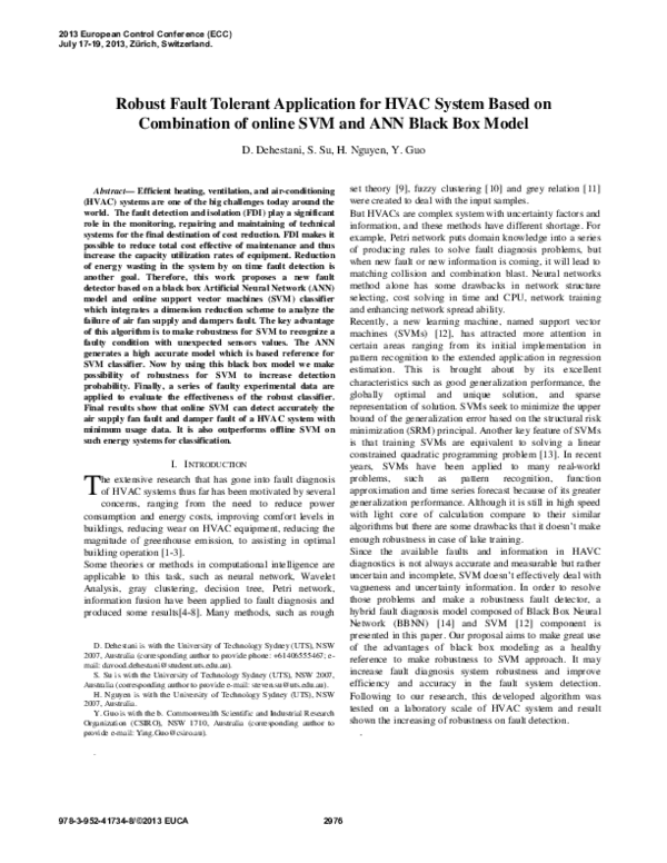 (PDF) Robust fault tolerant application for HVAC system based on combination of online SVM and ...