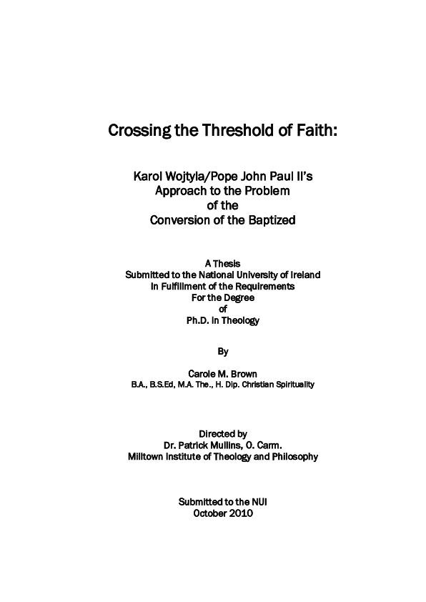 (PDF) Crossing the Threshold of Faith