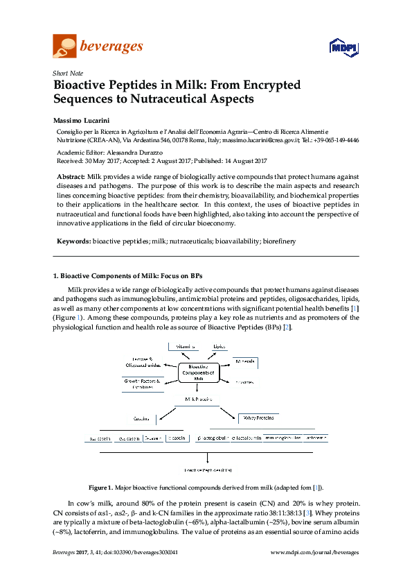 (PDF) Bioactive Peptides in Milk: From Encrypted Sequences to ...