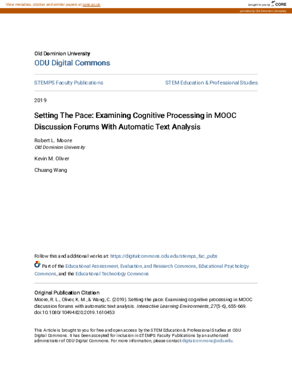 (PDF) Setting the pace: examining cognitive processing in MOOC discussion forums with automatic ...