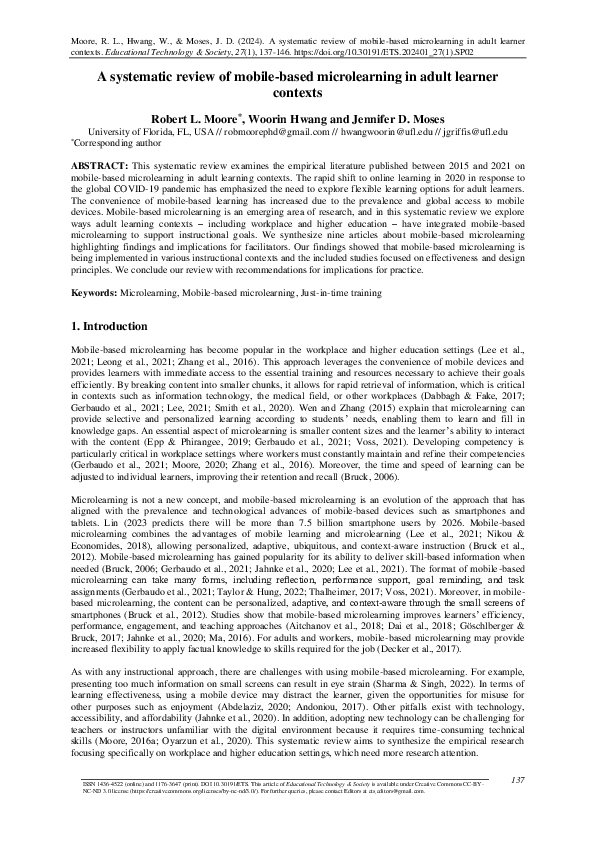 Pdf A Systematic Review Of Mobile Based Microlearning In Adult