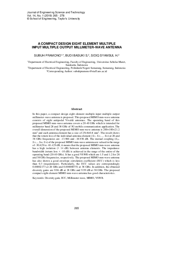 (PDF) A Compact Design Eight Element Multiple Input Multiple Output Millimeter-Wave Antenna ...