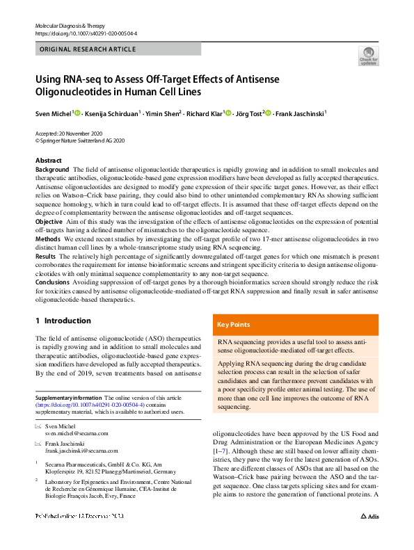 (PDF) Using RNA-seq to Assess Off-Target Effects of Antisense ...