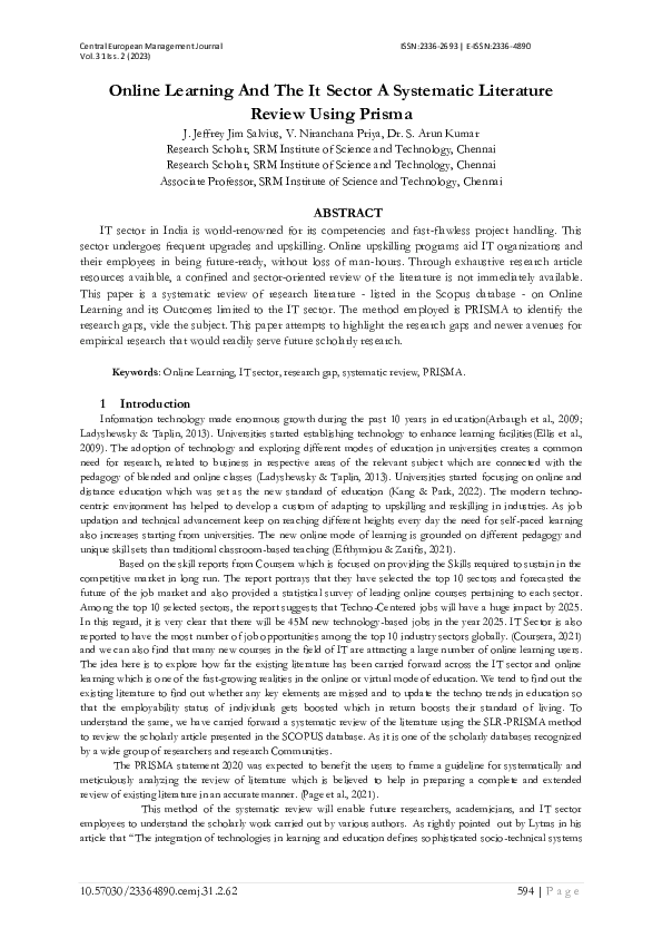 (PDF) Online Learning And The It Sector A Systematic Literature Review ...
