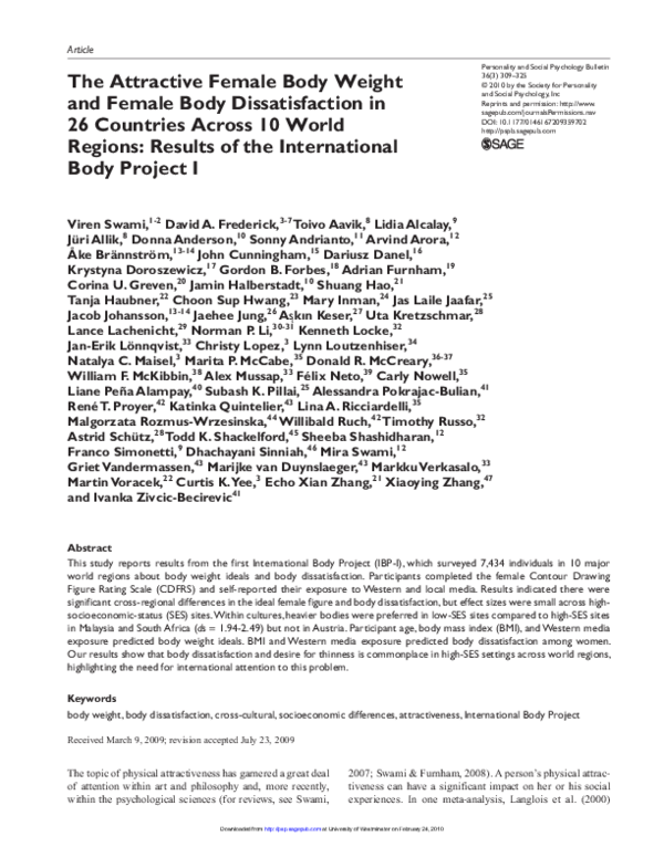 (PDF) The Attractive Female Body Weight and Female Body Dissatisfaction ...