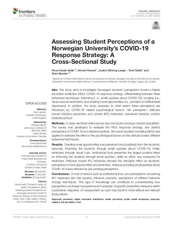 (PDF) Assessing Student Perceptions of a Norwegian University's COVID ...