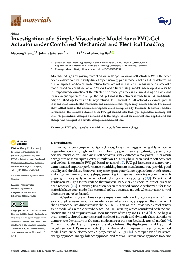 Pdf Investigation Of A Simple Viscoelastic Model For A Pvc Gel