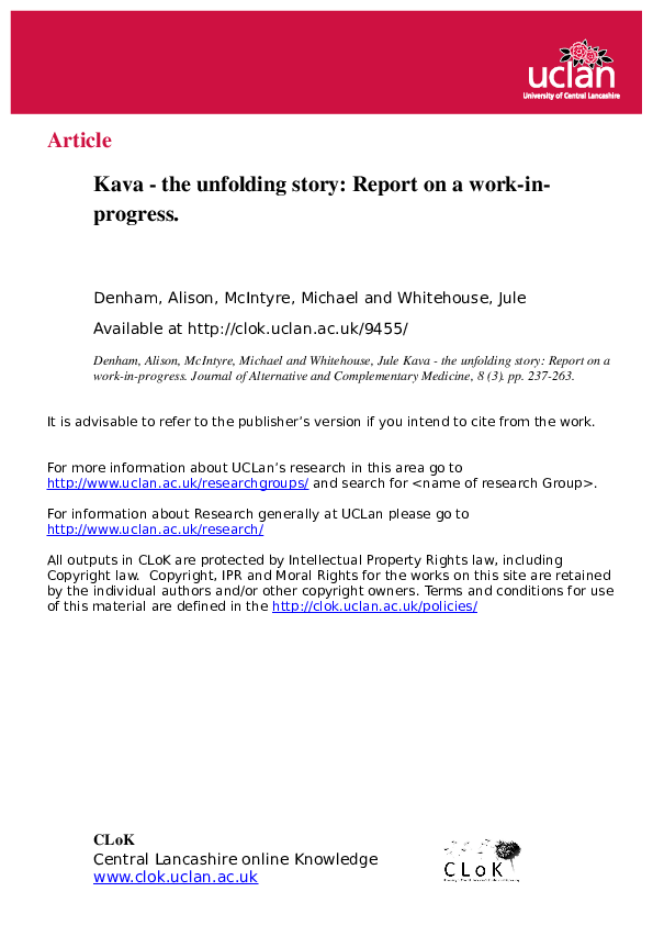 (PDF) Kava—the Unfolding Story: Report on a Work-in-Progress | Michael McIntyre - Academia.edu