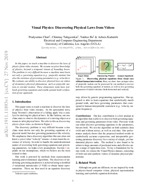 (PDF) Visual Physics: Discovering Physical Laws from Videos