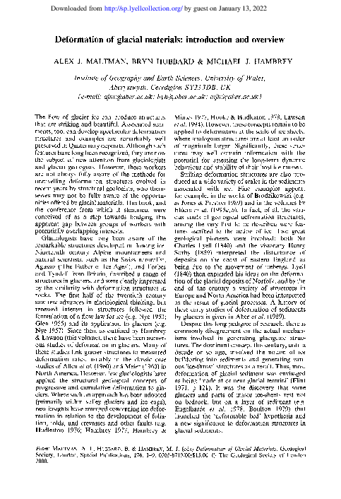 (PDF) Publications or the Lyell Collection Deformation of glacial ...