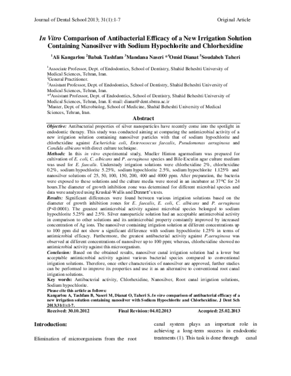 (PDF) In-Vitro Comparison of Antibacterial Efficacy of a New Irrigation Solution Containing ...