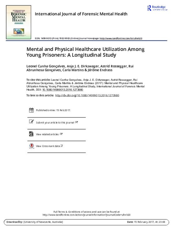 (PDF) Mental and Physical Healthcare Utilization Among Young Prisoners: A Longitudinal Study