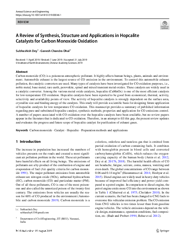 (PDF) A Review of Synthesis, Structure and Applications in Hopcalite ...