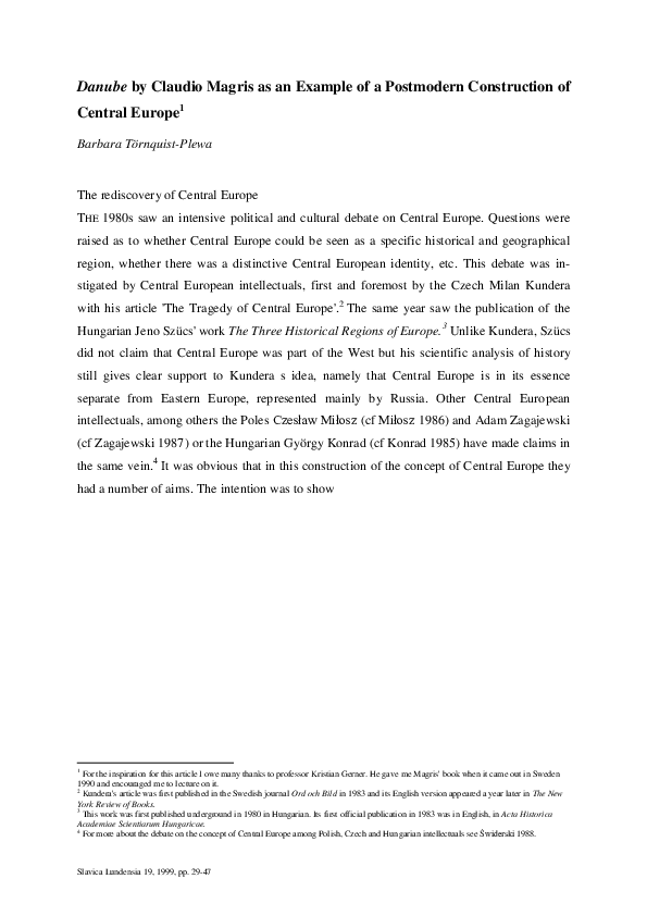 (PDF) Danube by Claudio Magris as an Example of a Post-modern ...