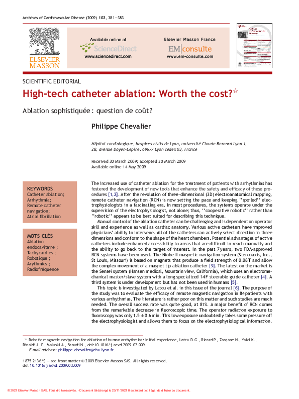 (PDF) High-tech catheter ablation: Worth the cost?