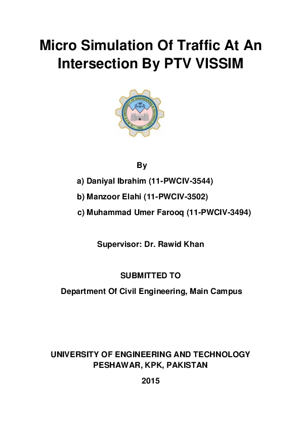 (PDF) Micro Simulation Of Traffic At An Intersection By PTV VISSIM