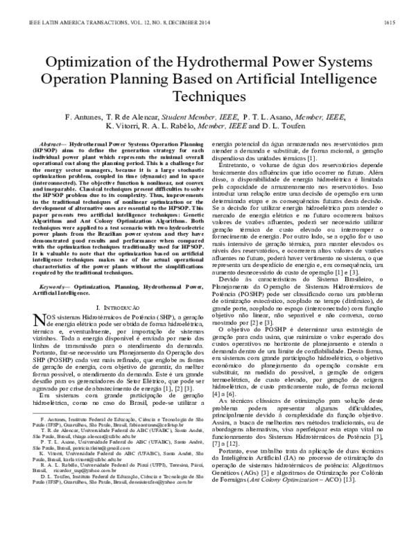 (PDF) Techniques of the Optimization Based in Artificial Intelligence Applied to Hydrothermal ...