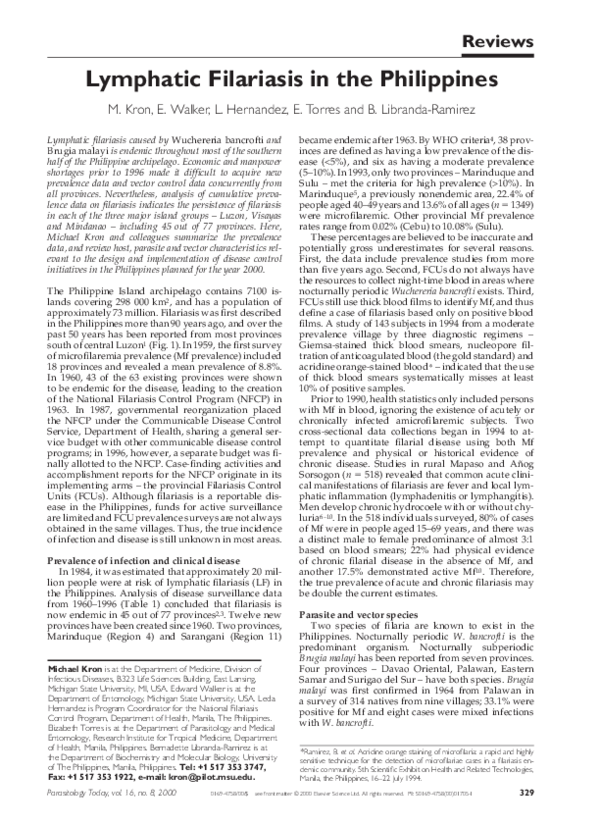 (PDF) Lymphatic Filariasis in the Philippines