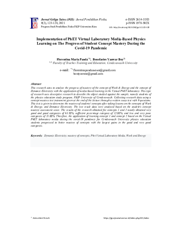 (PDF) Implementation of PhET Virtual Laboratory Media-Based Physics Learning on The Progress of ...