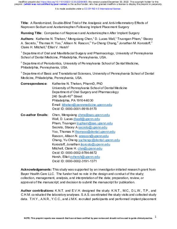 (PDF) A Randomized, Double-Blind Trial of the Analgesic and Anti ...