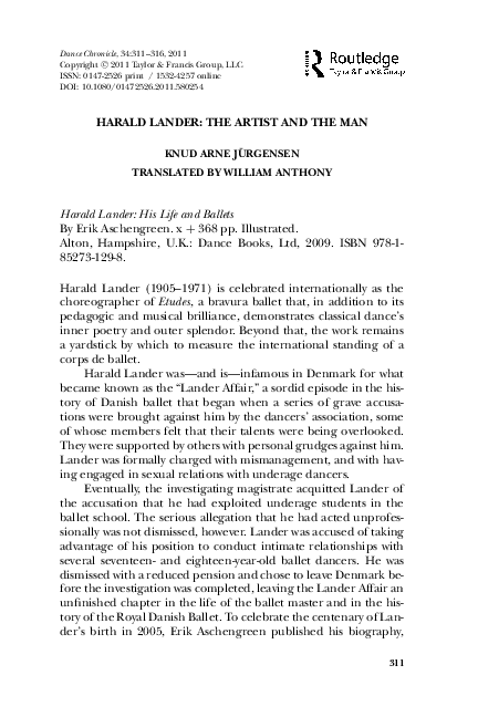 (PDF) Harald Lander: The Artist and the Man