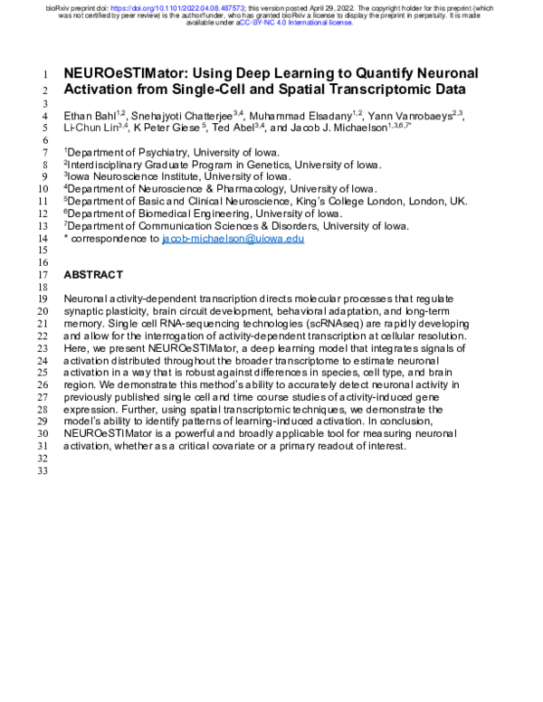 (PDF) NEUROeSTIMator: Using Deep Learning to Quantify Neuronal Activation from Single-Cell and ...