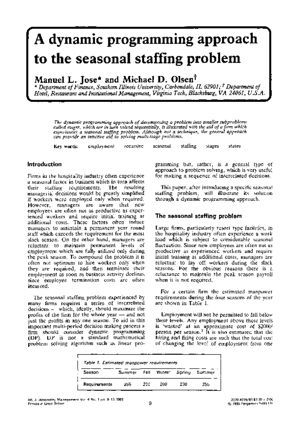 (PDF) A dynamic programming approach to the seasonal staffing problem