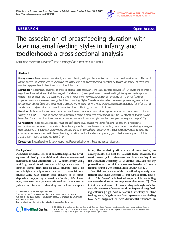 (PDF) The association of breastfeeding duration with later maternal ...