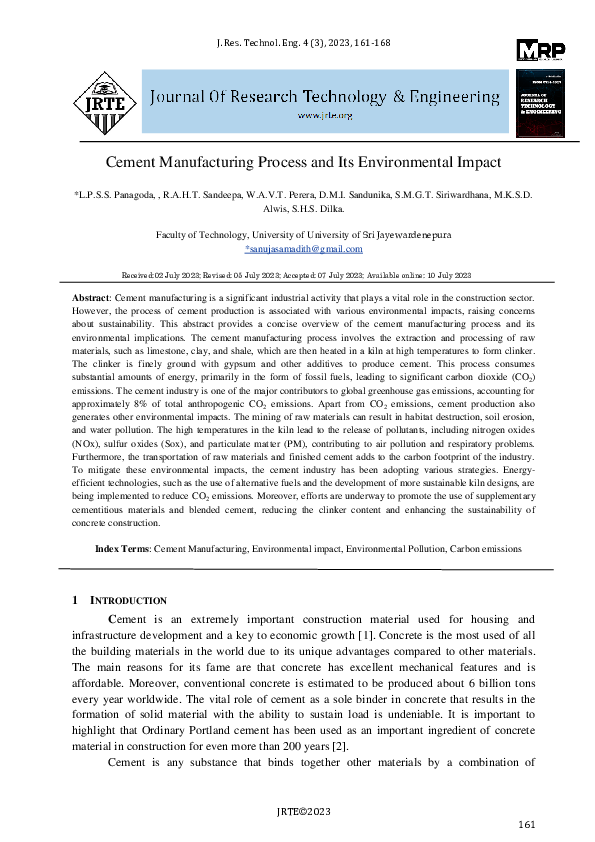 Production Of Cement And Its Environmental Impact – WDLO