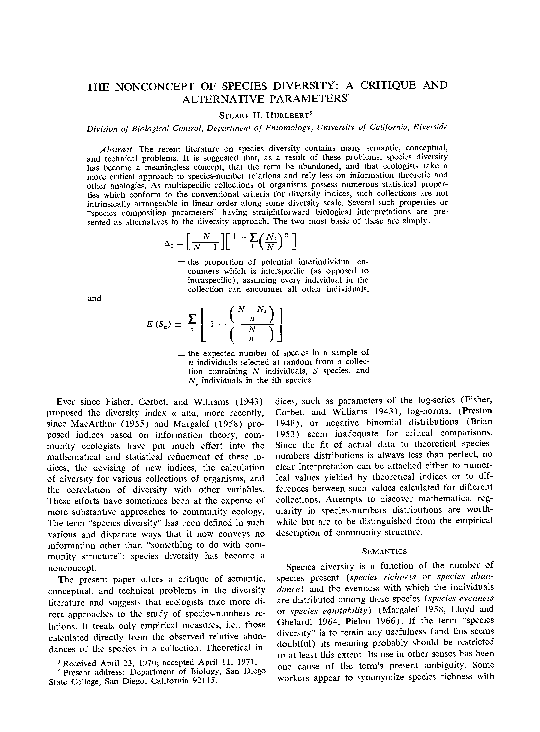 (PDF) The Nonconcept of Species Diversity: A Critique and Alternative ...