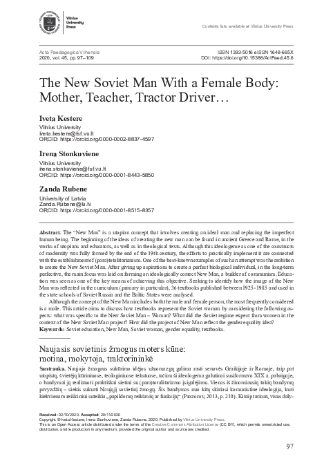 (PDF) The New Soviet Man With a Female Body: Mother, Teacher, Tractor ...