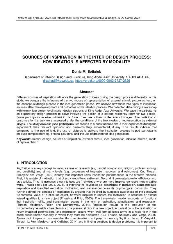 (PDF) Sources of Inspiration in the Interior Design Process: How ...