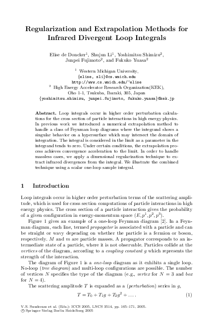 Regularization And Extrapolation Methods For Infrared Divergent Loop