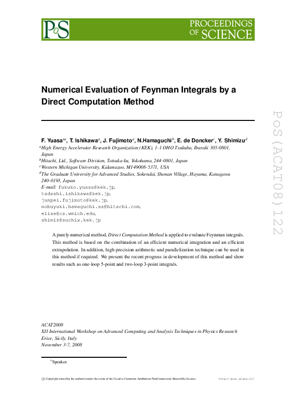 (PDF) Numerical Evaluation of Feynman Integrals by a Direct Computation Method
