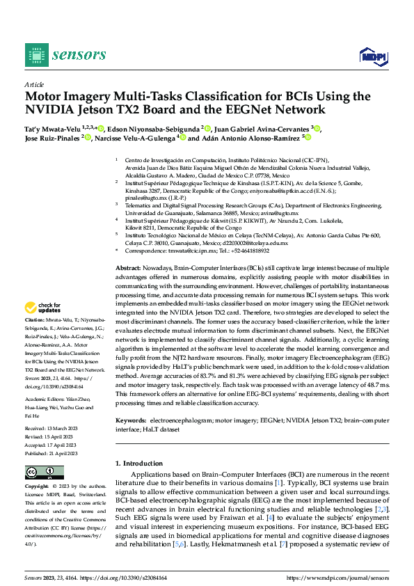 (PDF) Motor Imagery Multi-Tasks Classification for BCIs Using the NVIDIA Jetson TX2 Board and ...