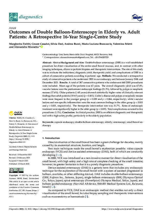 (PDF) Outcomes of Double Balloon-Enteroscopy in Elderly vs. Adult Patients: A Retrospective 16 ...
