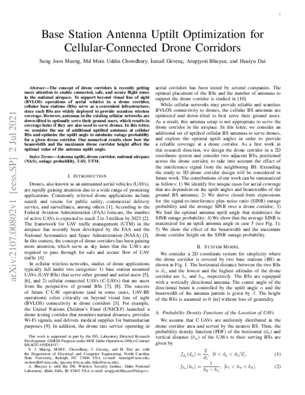 (PDF) Base Station Antenna Uptilt Optimization for Cellular-Connected Drone Corridors