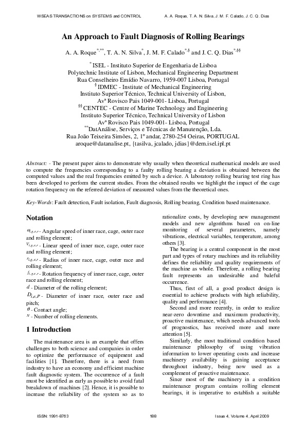 (PDF) An approach to fault diagnosis of rolling bearings (PDF) An approach to fault diagnosis of rolling bearings