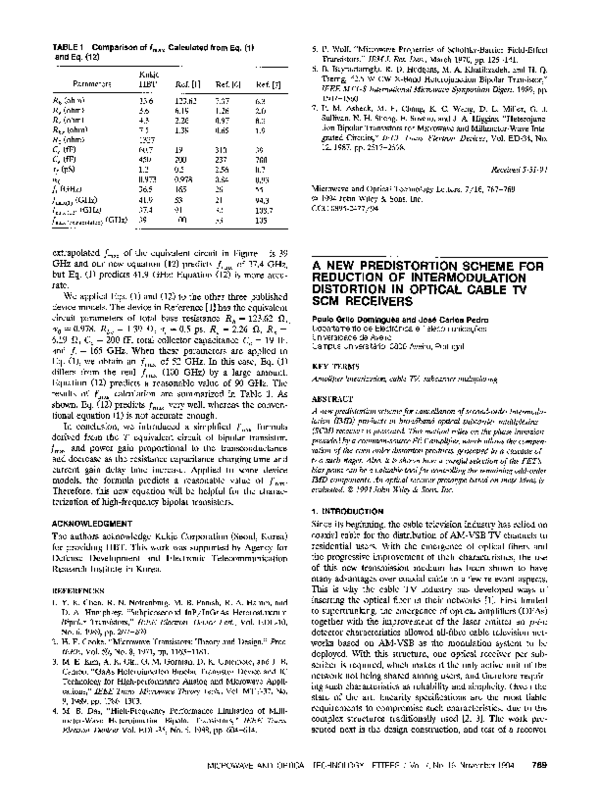 Pdf A New Pre Distortion Scheme For Reduction Of Inter Modulation Distortion In Broadband