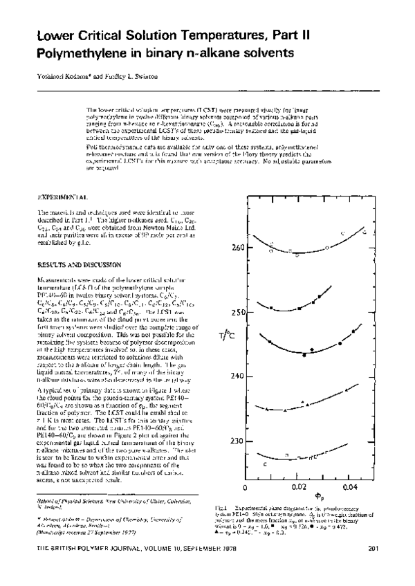 (PDF) Lower Critical Solution Temperatures, Part II Polymethylene in ...