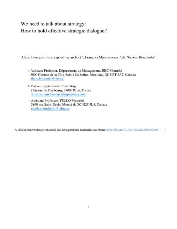 (PDF) We need to talk about strategy: How to conduct effective ...