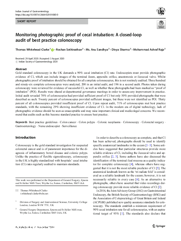 (PDF) Monitoring photographic proof of cecal intubation: A closed-loop ...
