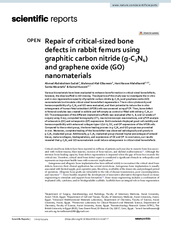 (PDF) Repair of critical-sized bone defects in rabbit femurs using ...