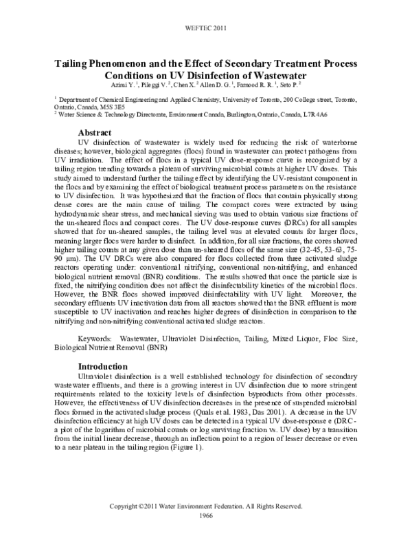 (PDF) Tailing Phenomenon and the Effect of Secondary Treatment Process ...