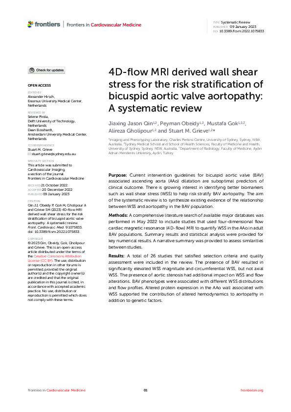 (PDF) 4D-flow MRI derived wall shear stress for the risk stratification ...