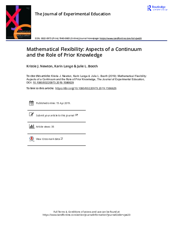 (PDF) Mathematical Flexibility: Aspects of a Continuum and the Role of ...