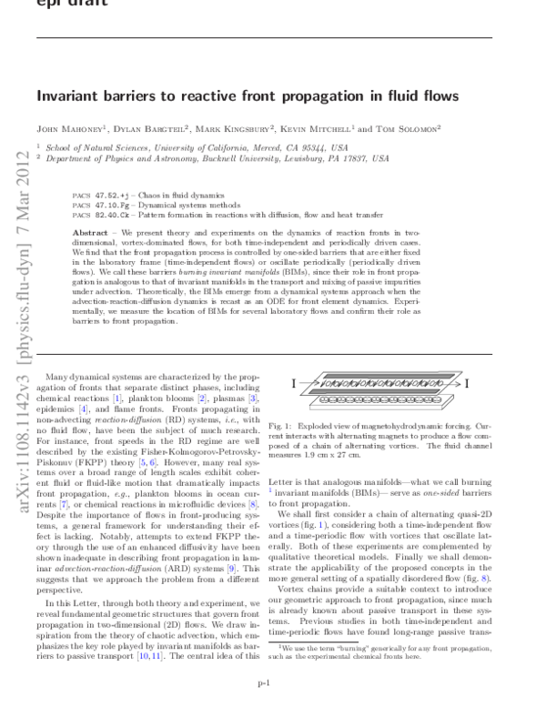 (PDF) Burning invariant manifolds in reactive front propagation