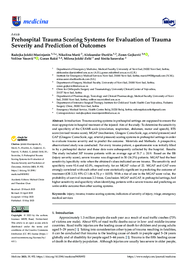(PDF) Prehospital Trauma Scoring Systems for Evaluation of Trauma ...