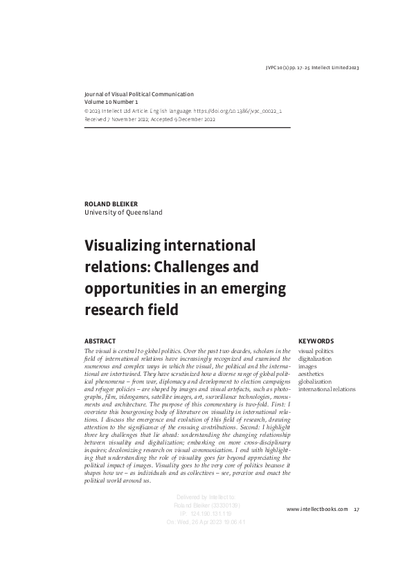 (PDF) Visualizing International Relations: Challenges and Opportunities in an Emerging Research ...